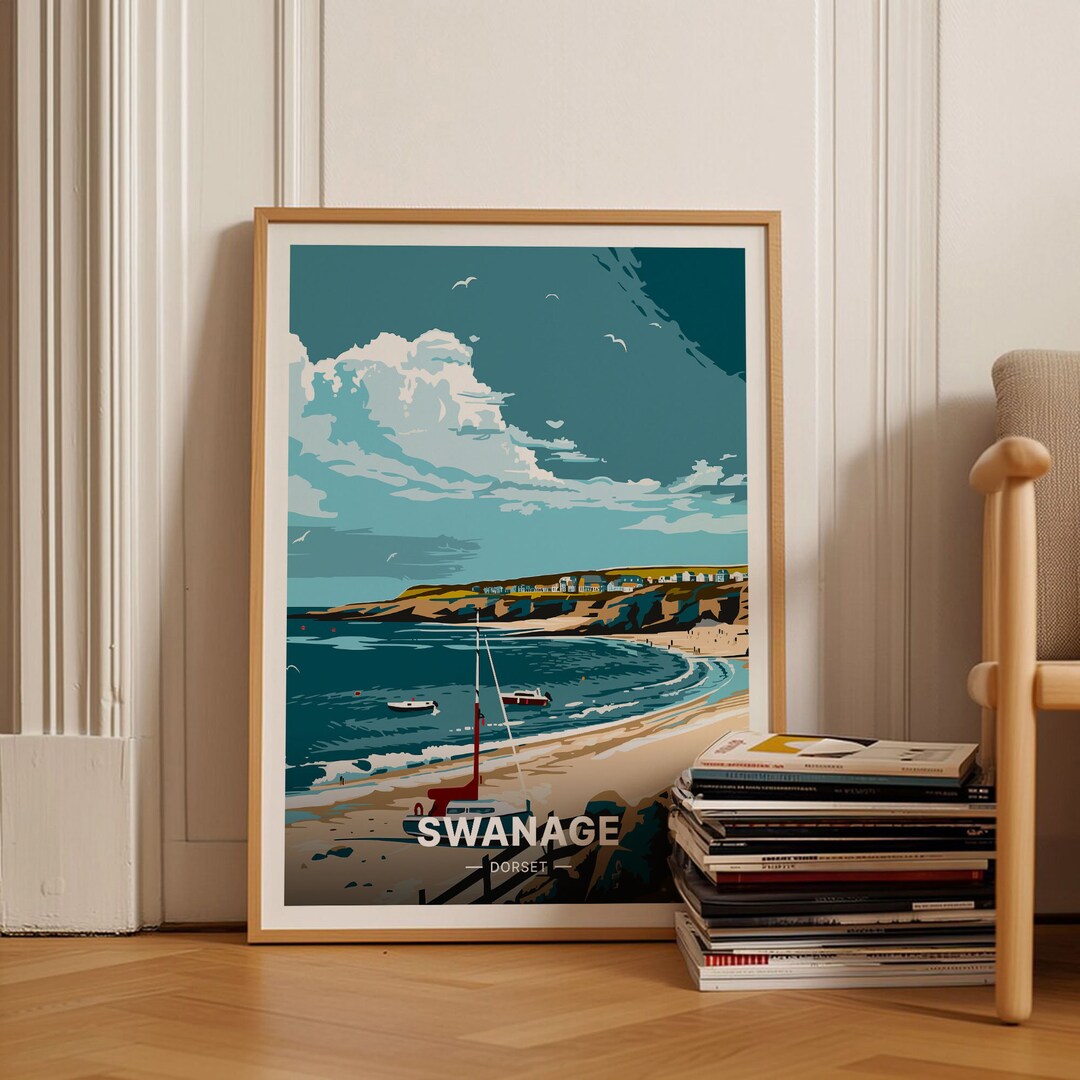 Swanage England Travel Poster, Vintage Style Wall Art, Coastal Town ...