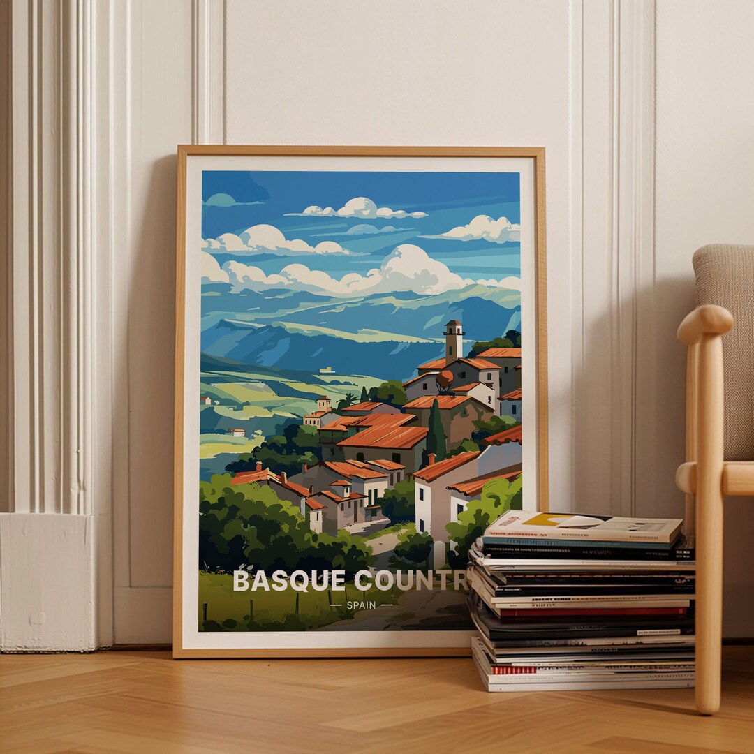 Basque Country Travel Poster, Spain Landscape Art, Unique Home Decor ...