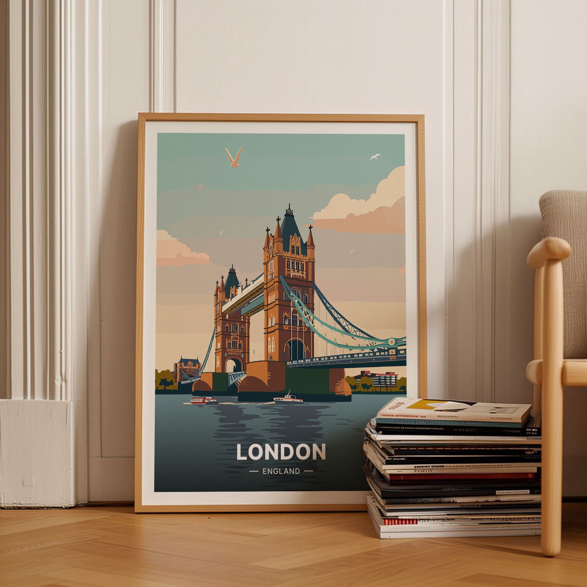 London Skyline Travel Poster, British Cityscape Wall Decor, Ideal for ...