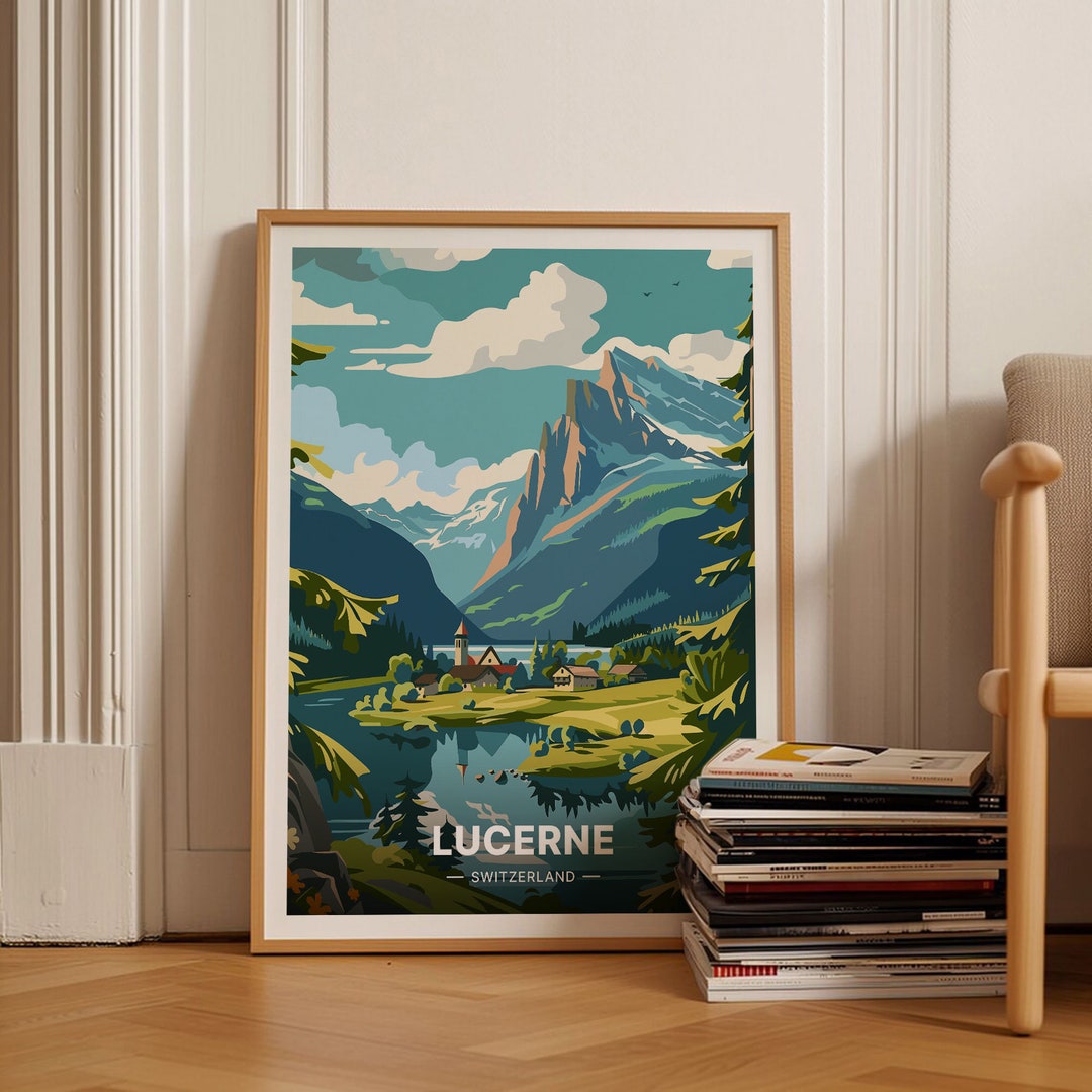 Lucerne Switzerland Travel Poster, Swiss Alps Art Print, C20-1490 - Etsy