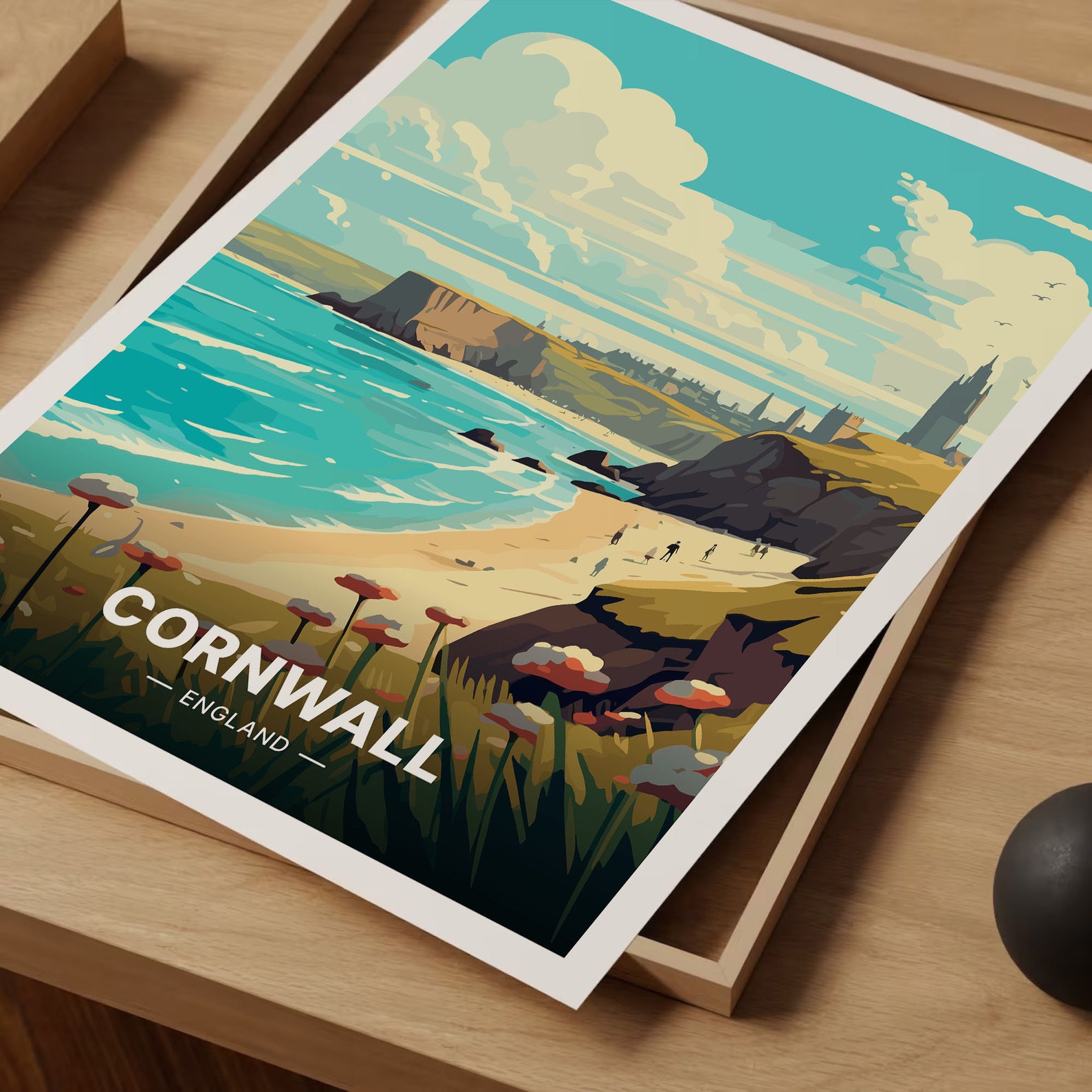 Cornwall Travel Poster, Scenic Wall Art, Coastal Decor, England Seaside ...
