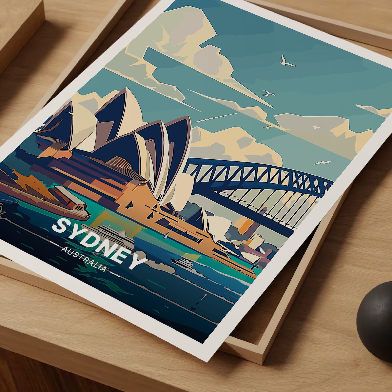 Sydney Skyline Poster, Australia Travel Wall Art, Cityscape Home Decor ...
