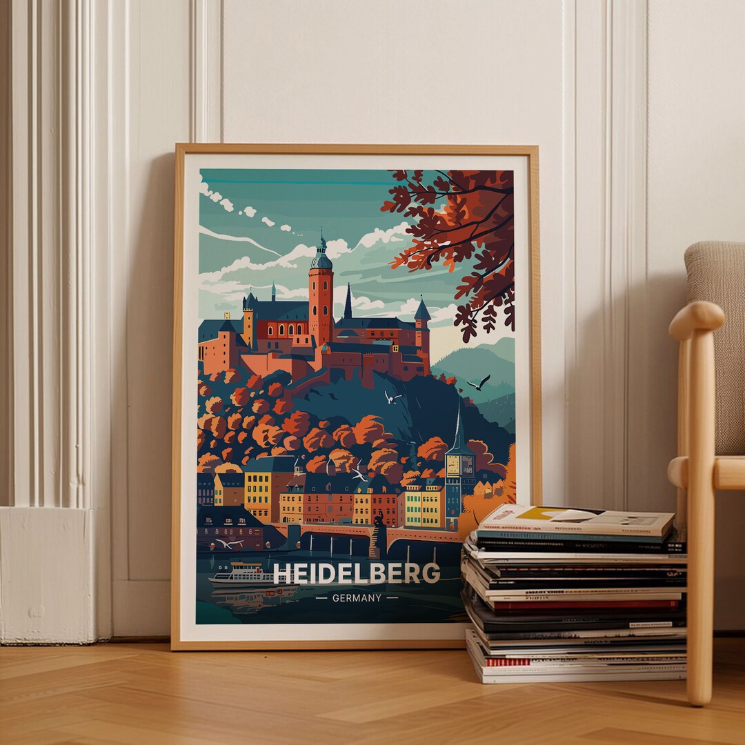 Heidelberg Travel Poster, European Cityscape Wall Art, Germany Travel ...