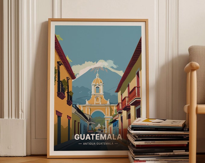 Guatemala Travel Poster ANTIGUA Guatemala Wall Décor Sizes: 810 ,1218 ...