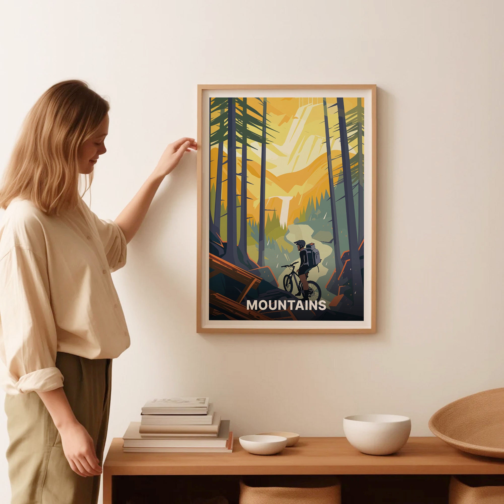 Mountain Biking Adventure Travel Poster, Cycling Enthusiast Wall Art ...