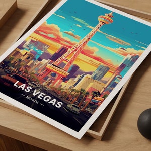 Las Vegas Travel Poster, Nevada Art, Scenic Wall Art, Gift for Travel ...
