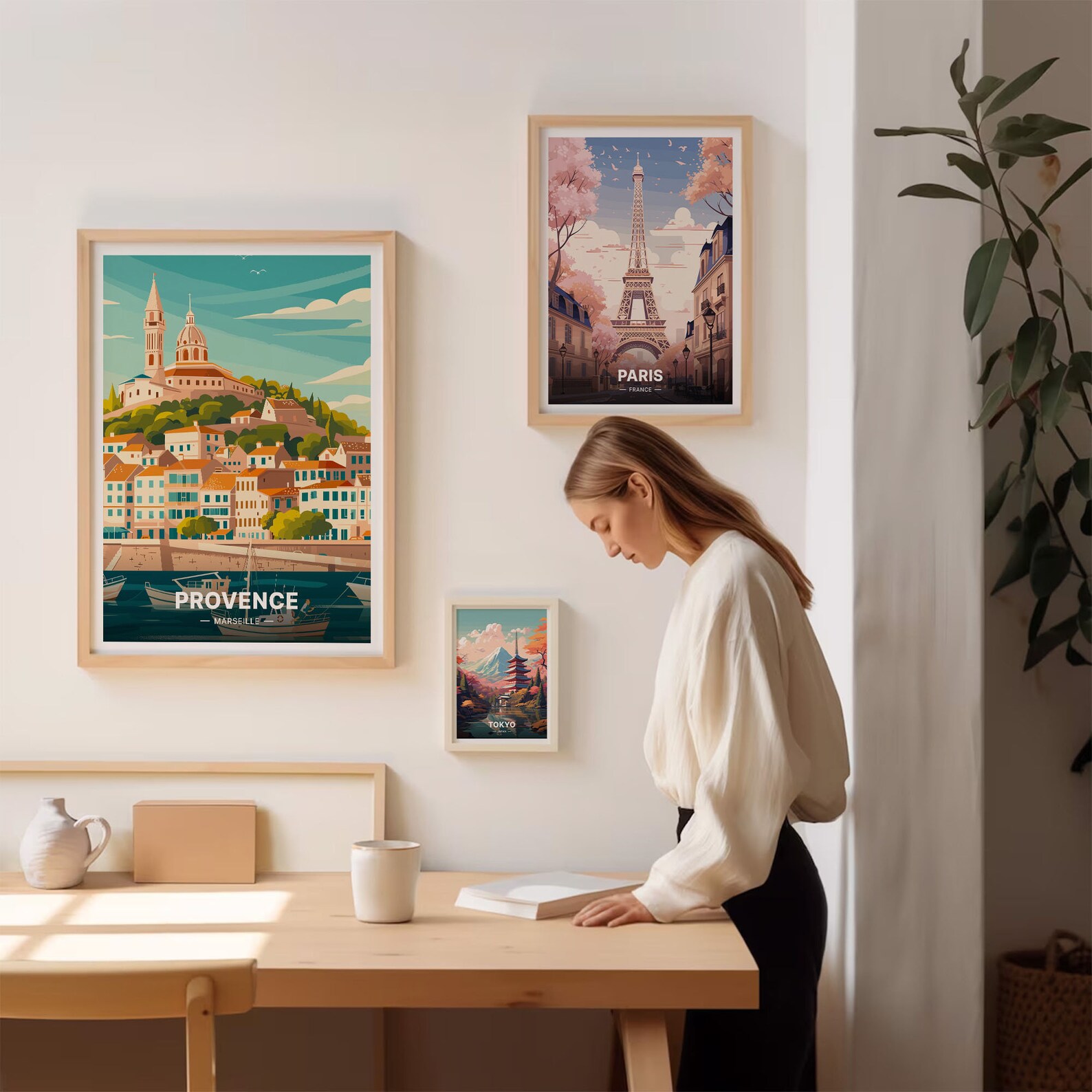 Marseille Cityscape Poster, French Riviera Travel Art, Provence Skyline ...