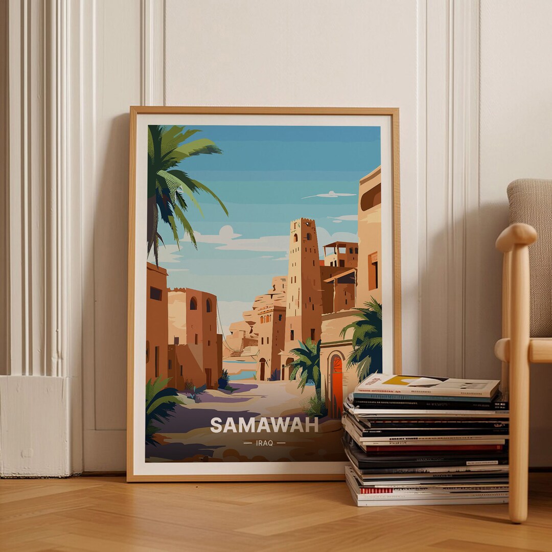 Samawah Iraq Vintage-inspired Travel Poster, Middle East Wall Art ...