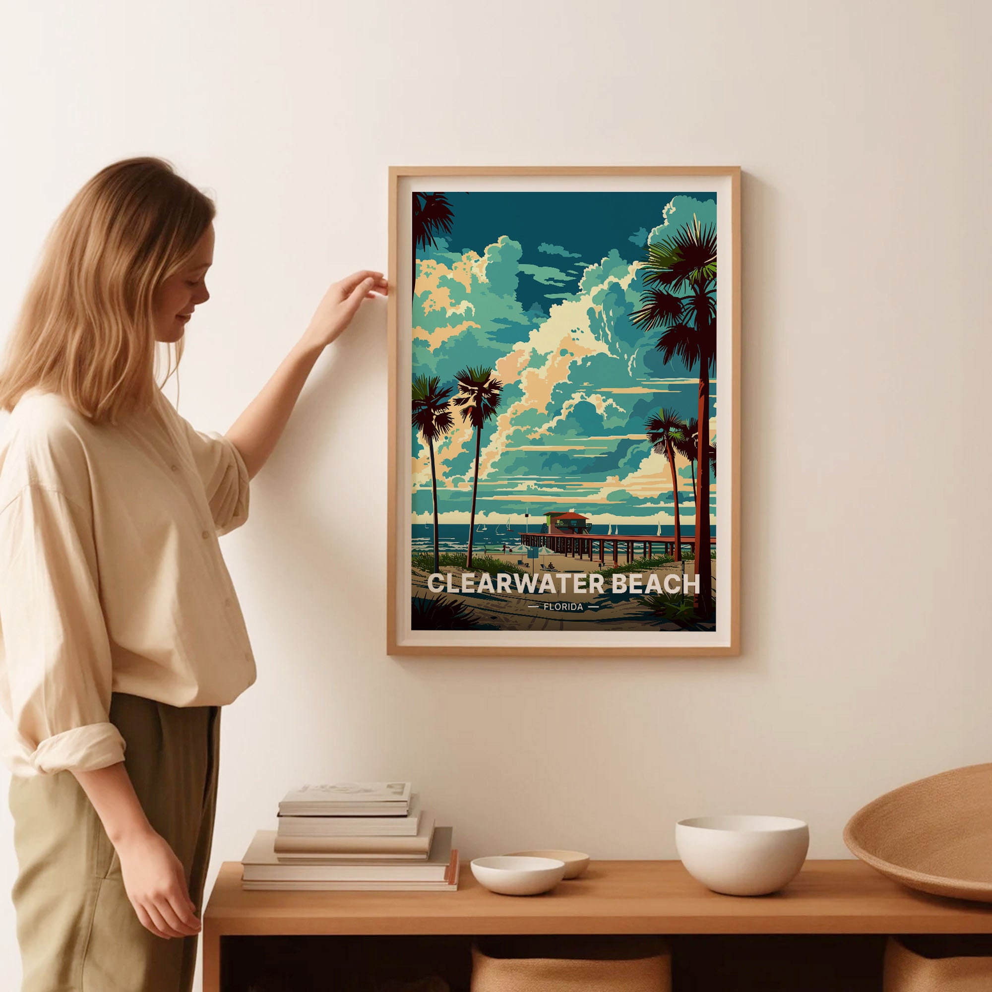 Clearwater Beach Florida Travel Poster, Coastal Art Print, C20-1220 - Etsy