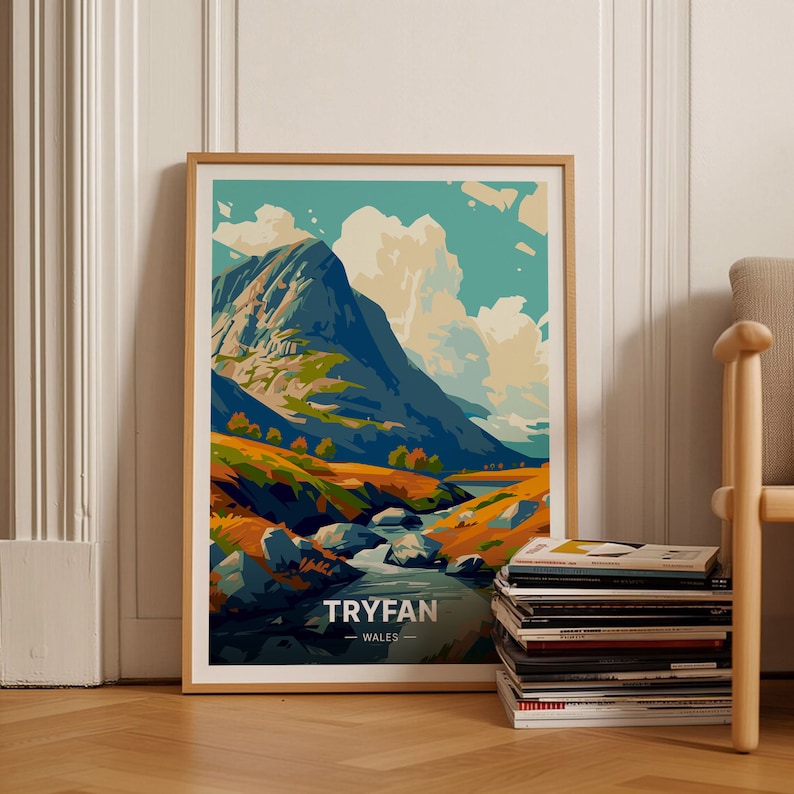 Tryfan Mountain Wales Travel Poster, Scenic Landscape Art, C20-1141 - Etsy