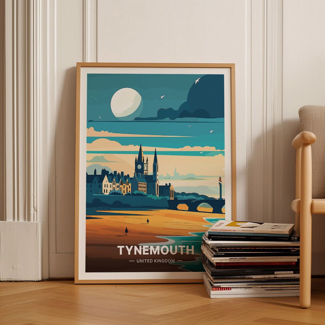 Tynemouth Travel Poster, UK Coastal Scene Art, Unique Wedding Gift ...