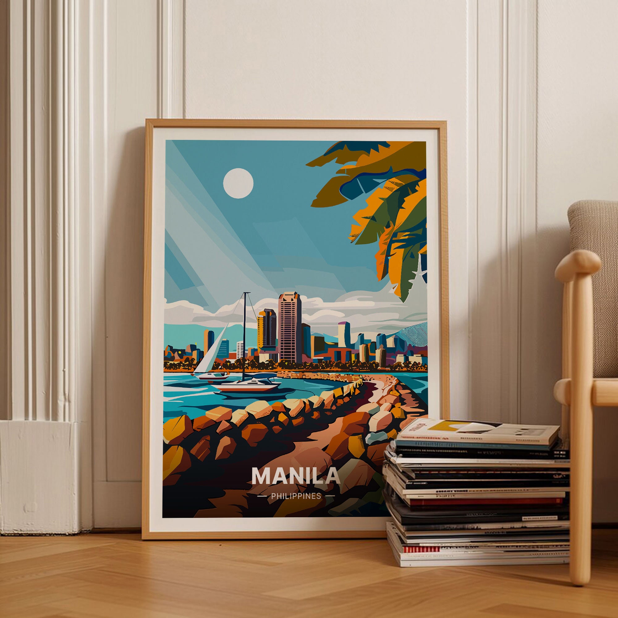 Manila Philippines Travel Poster, Modern City Skyline Art, C20-851 - Etsy