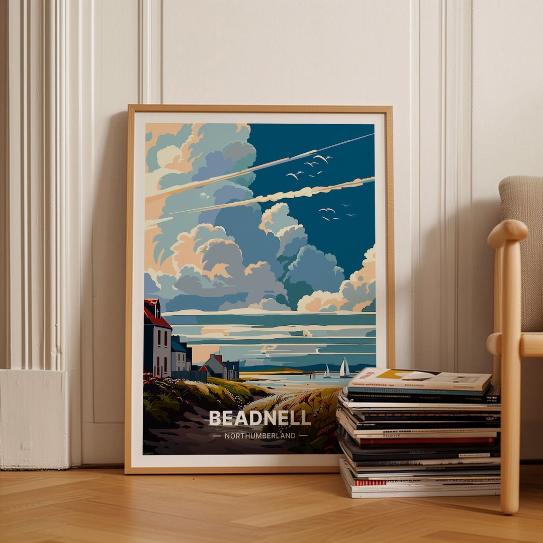 Beadnell England Travel Poster, Vintage Style Wall Art, C20-1160 - Etsy