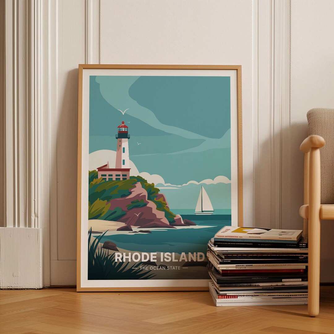Rhode Island Coastal Art Print, Retro Newport Travel Poster, C20-1327 ...