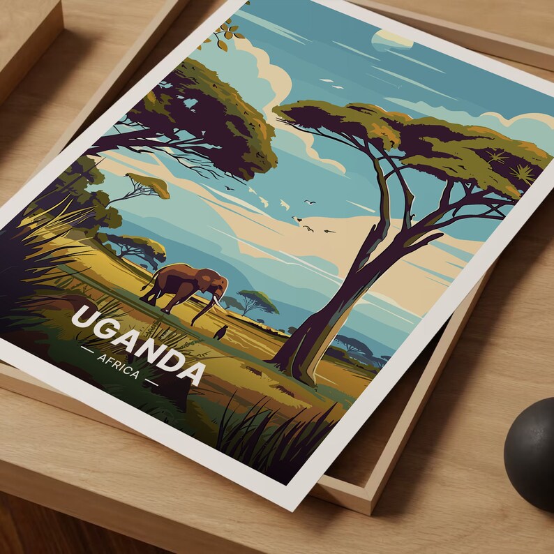 Uganda Safari Travel Poster, African Adventure Wall Art, C20-807 - Etsy