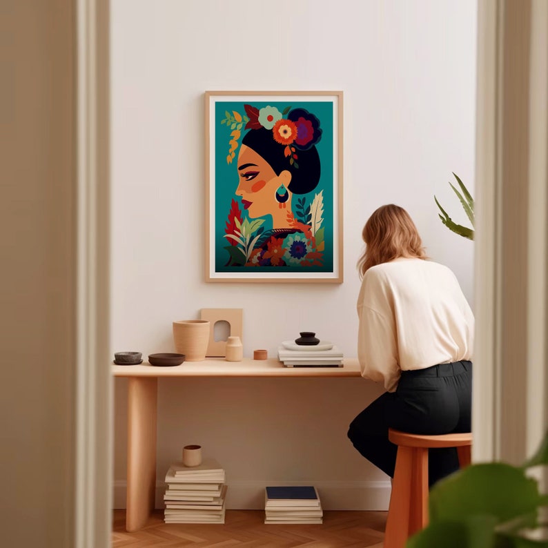 Latina Travel Poster, Eclectic Latinx Art, Aesthetic Wall Decor, Trendy Home Art, Maximalist ...