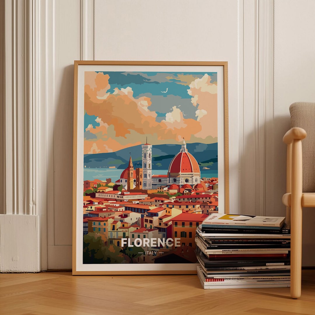Florence Italy Travel Poster, Mid-century Modern Decor, Eclectic Wall ...