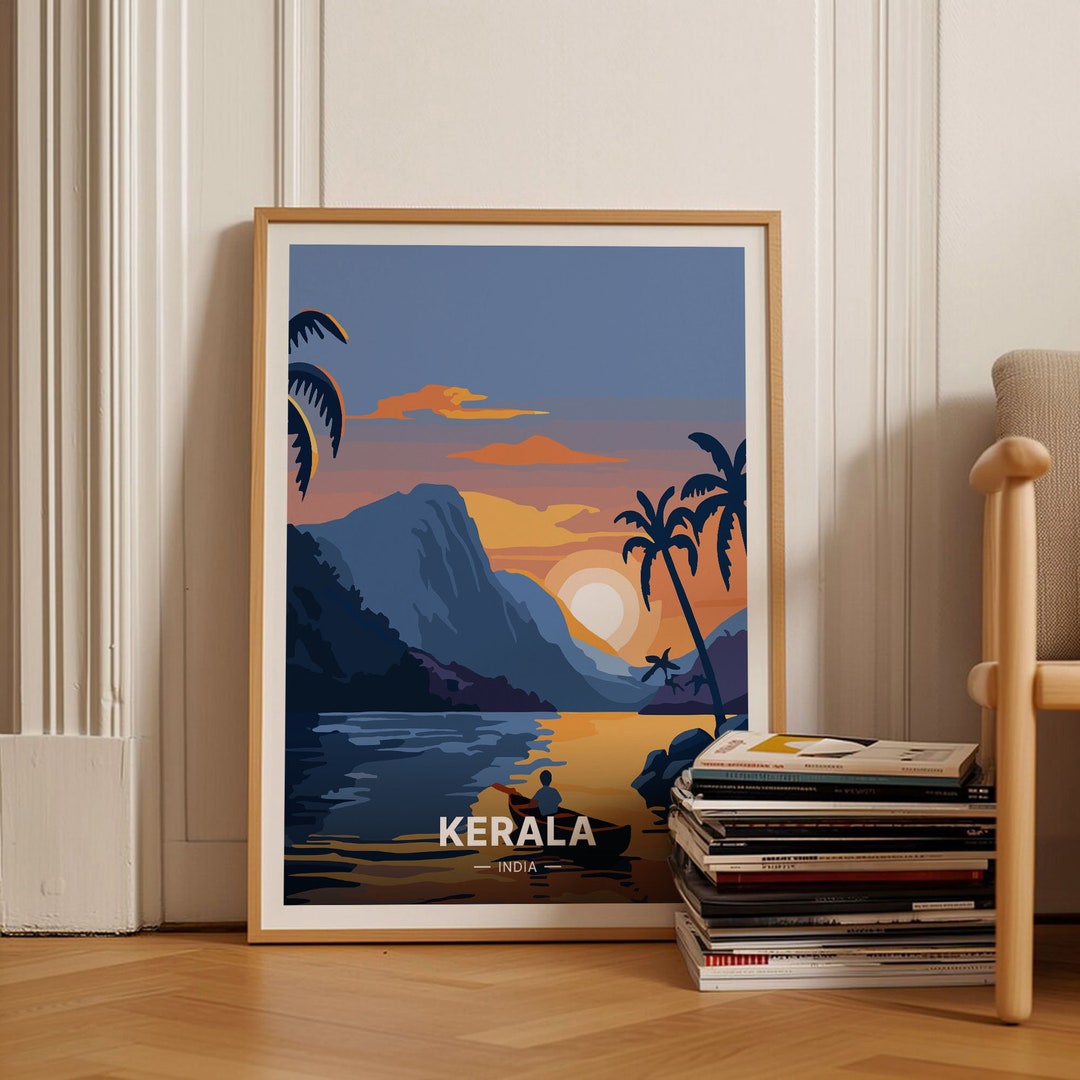 Kerala India Travel Poster, Exotic Landscape Art Print, C20-1114 - Etsy