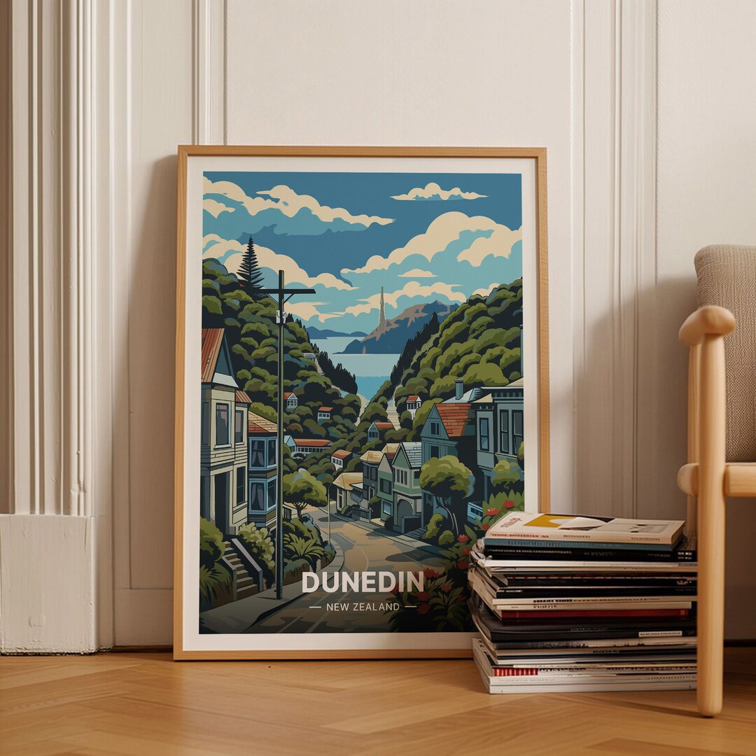 Dunedin New Zealand Art Print, Cityscape Travel Poster, C20-1789 - Etsy ...