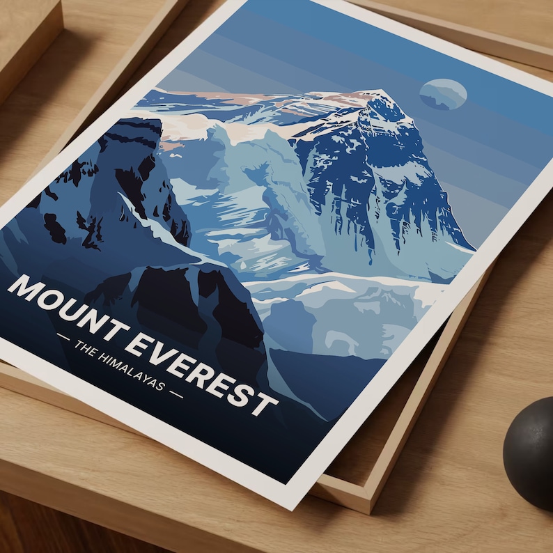 Mount Everest Poster, Himalayan Landscape, Adventure Travel Wall Art ...