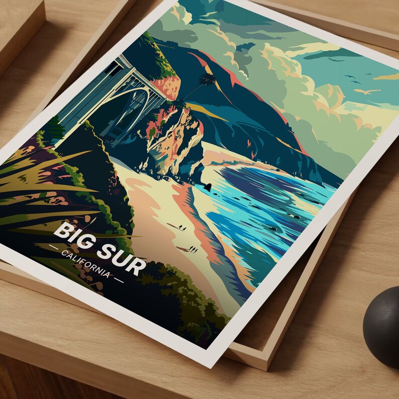 Big Sur National Park Poster, California Coastline Travel Art, Scenic ...