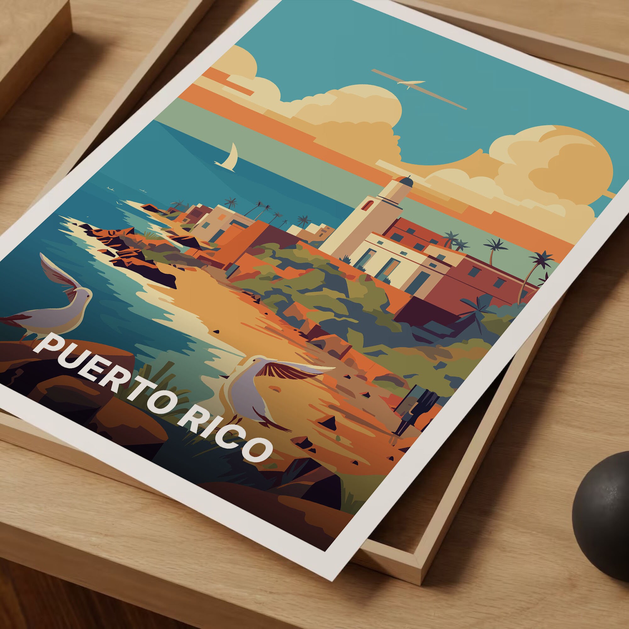 Puerto Rico Travel Poster, San Juan Wall Art, Caribbean Decor ...
