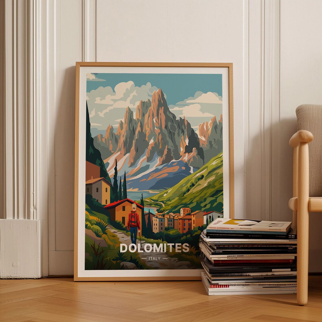 Italy Dolomites Poster, Scenic Mountain Landscape Travel Art, National ...