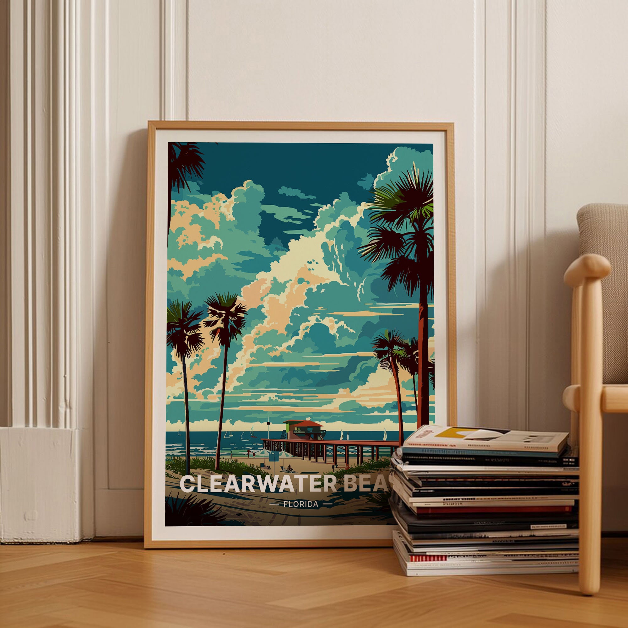 Clearwater Beach Florida Travel Poster, Coastal Art Print, C20-1220 - Etsy