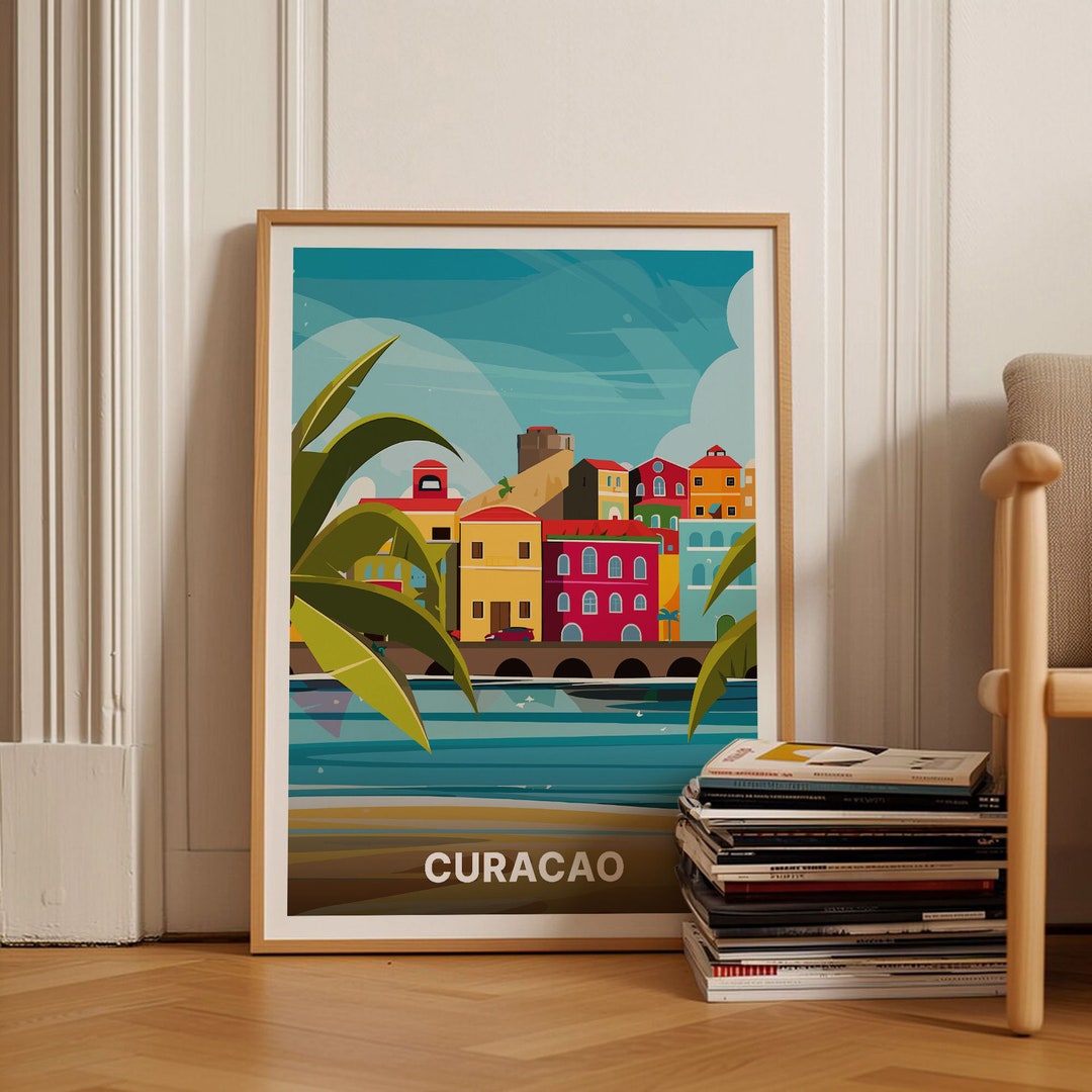 Curacao Travel Poster, Colorful Caribbean Island Art, C20-1651 - Etsy