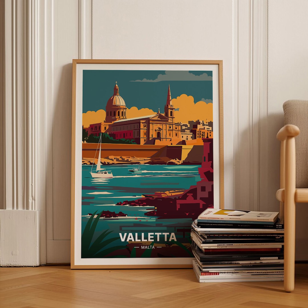 Valletta Malta Travel Poster, Mediterranean Seascape Art, C20-1713 - Etsy
