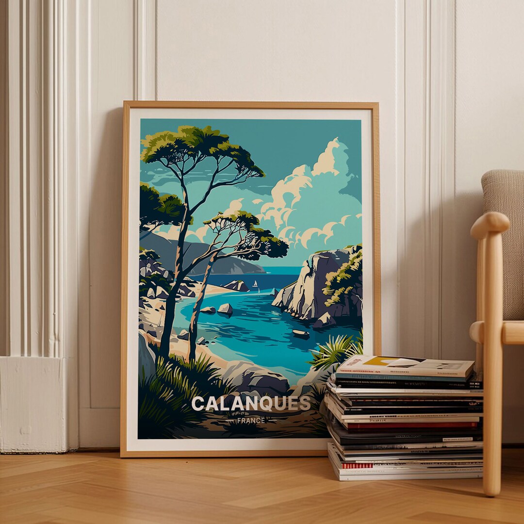 Calanques France Travel Poster, Scenic Landscape Wall Art, French ...