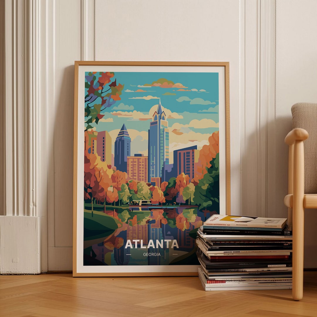 Atlanta Skyline Poster, Georgia Travel Wall Art, Piedmont Park ...
