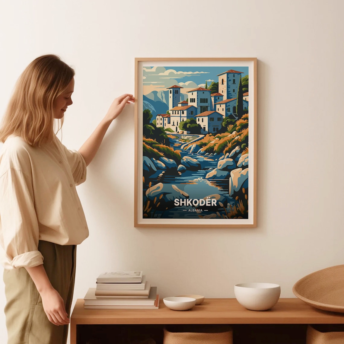 Shkodër Albania Cityscape Poster, Travel Wall Art Decor, Unique ...