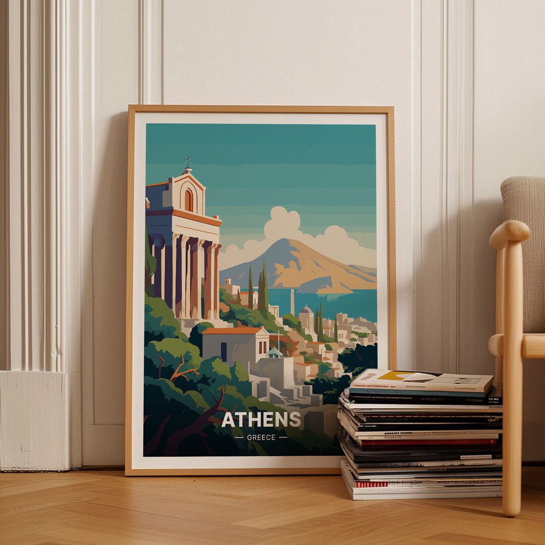 Athens Greece Travel Poster, Wall Art Decor, Unique Wedding & Birthday ...