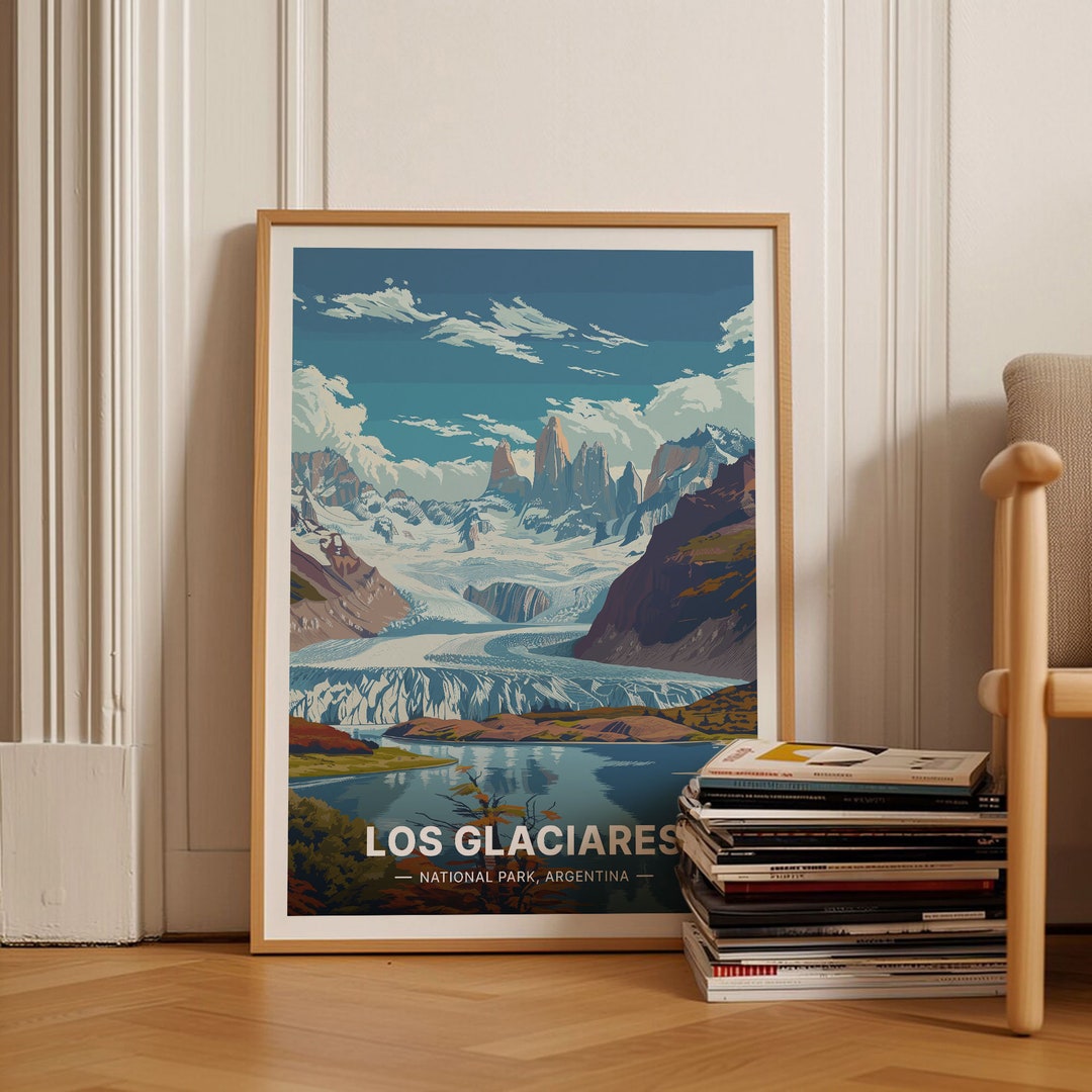 Los Glaciares National Park Poster, Argentina Andes Travel Art, C20 ...