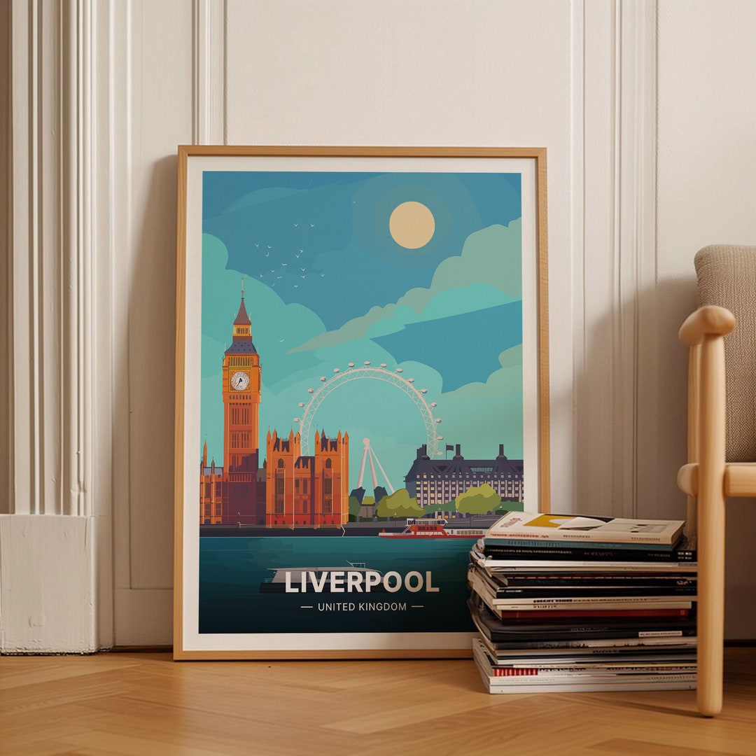 Vintage Liverpool Travel Poster, Beatles Landmark Artwork, C20-492 - Etsy