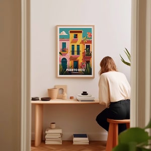 Puerto Rico Travel Poster, Mid-century Modern Wall Art, Maximalist ...