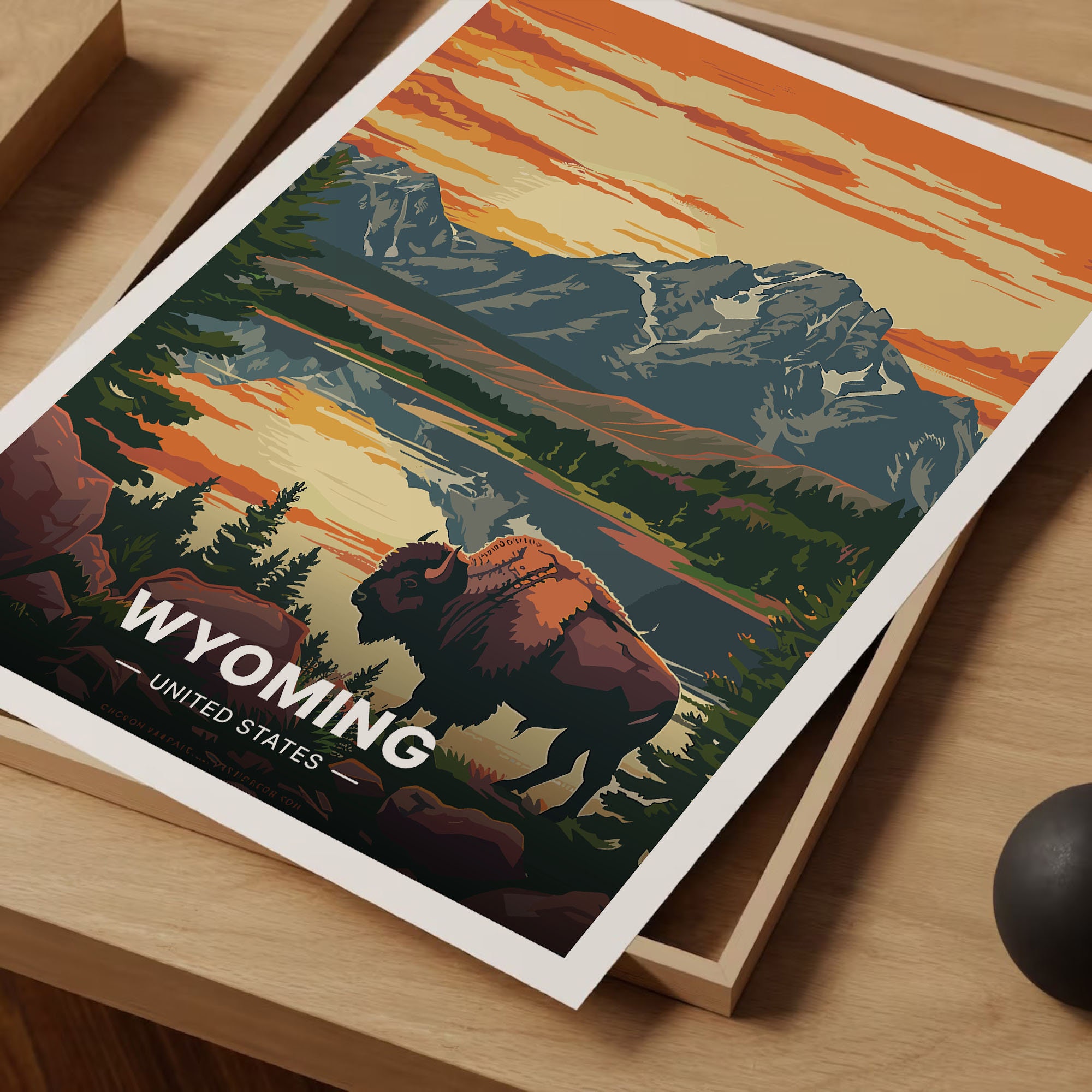 Wyoming Retro Travel Poster, Vintage Style Wall Art, USA State Themed ...
