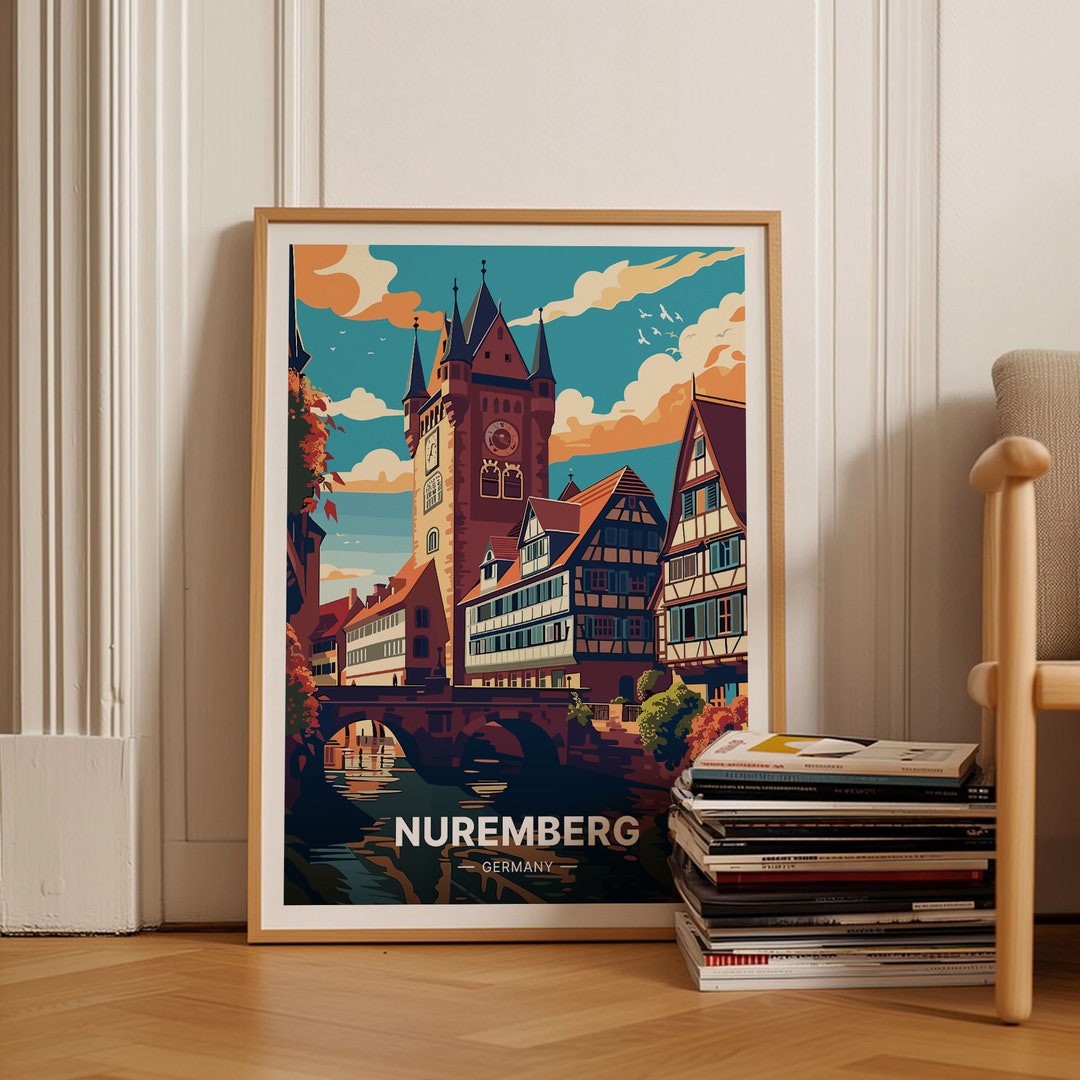 Nuremberg Germany Travel Poster, Artistic Cityscape Wall Art, Home ...