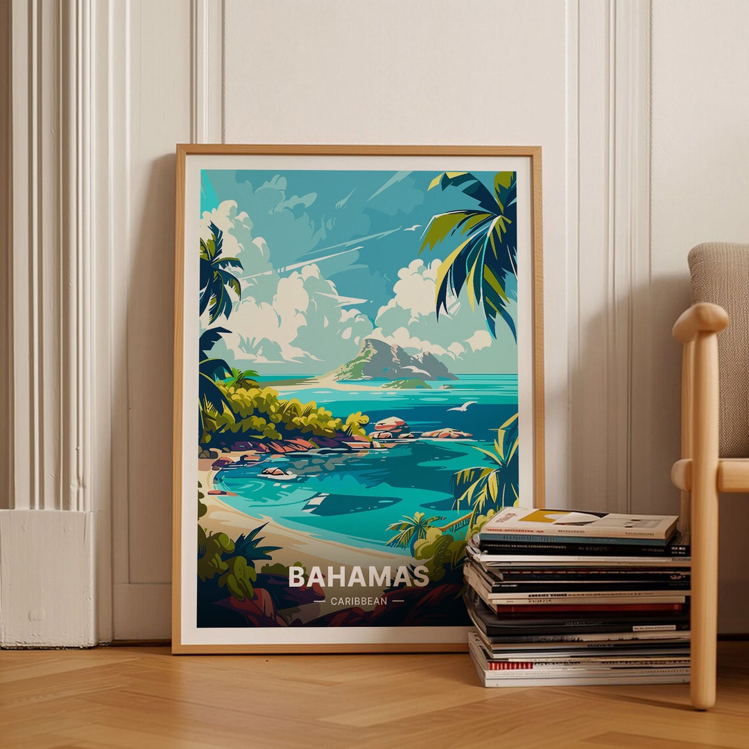 Bahamas Travel Poster, Caribbean Beach Wall Art, Tropical Home Decor ...