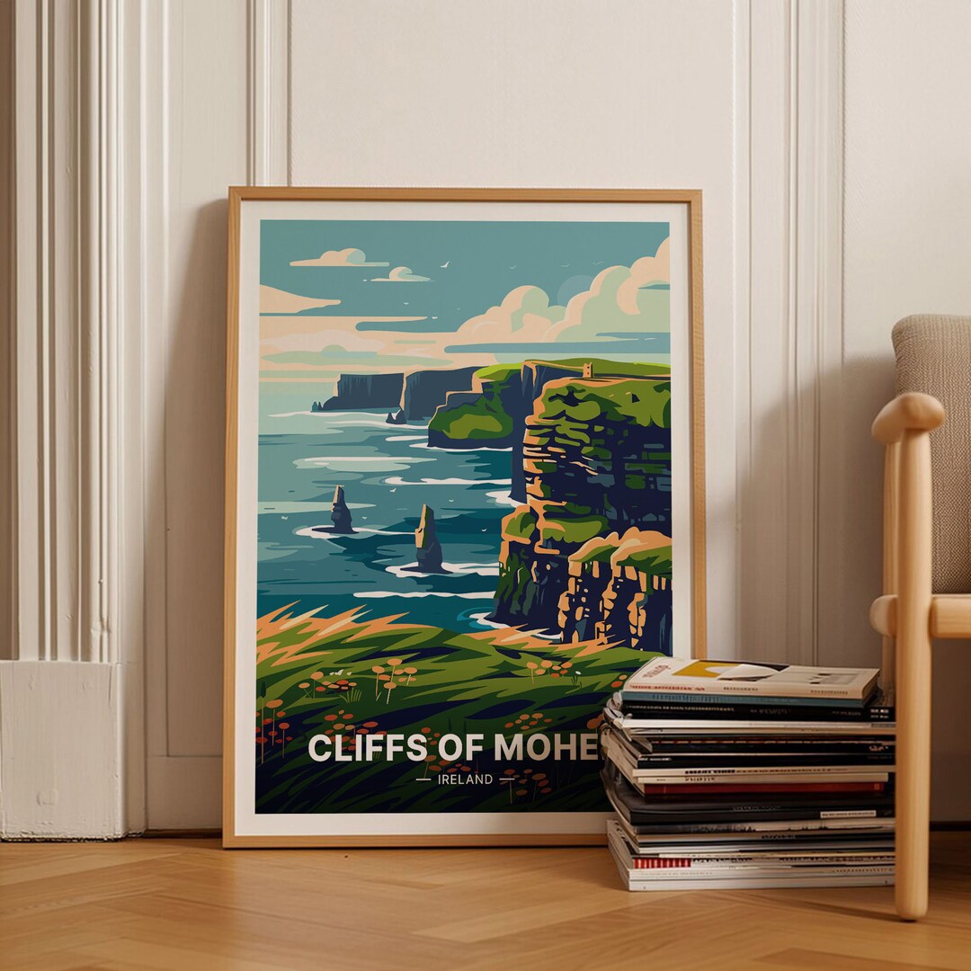 Cliffs of Moher Poster, Ireland Travel Wall Art, Landscape Home Decor ...