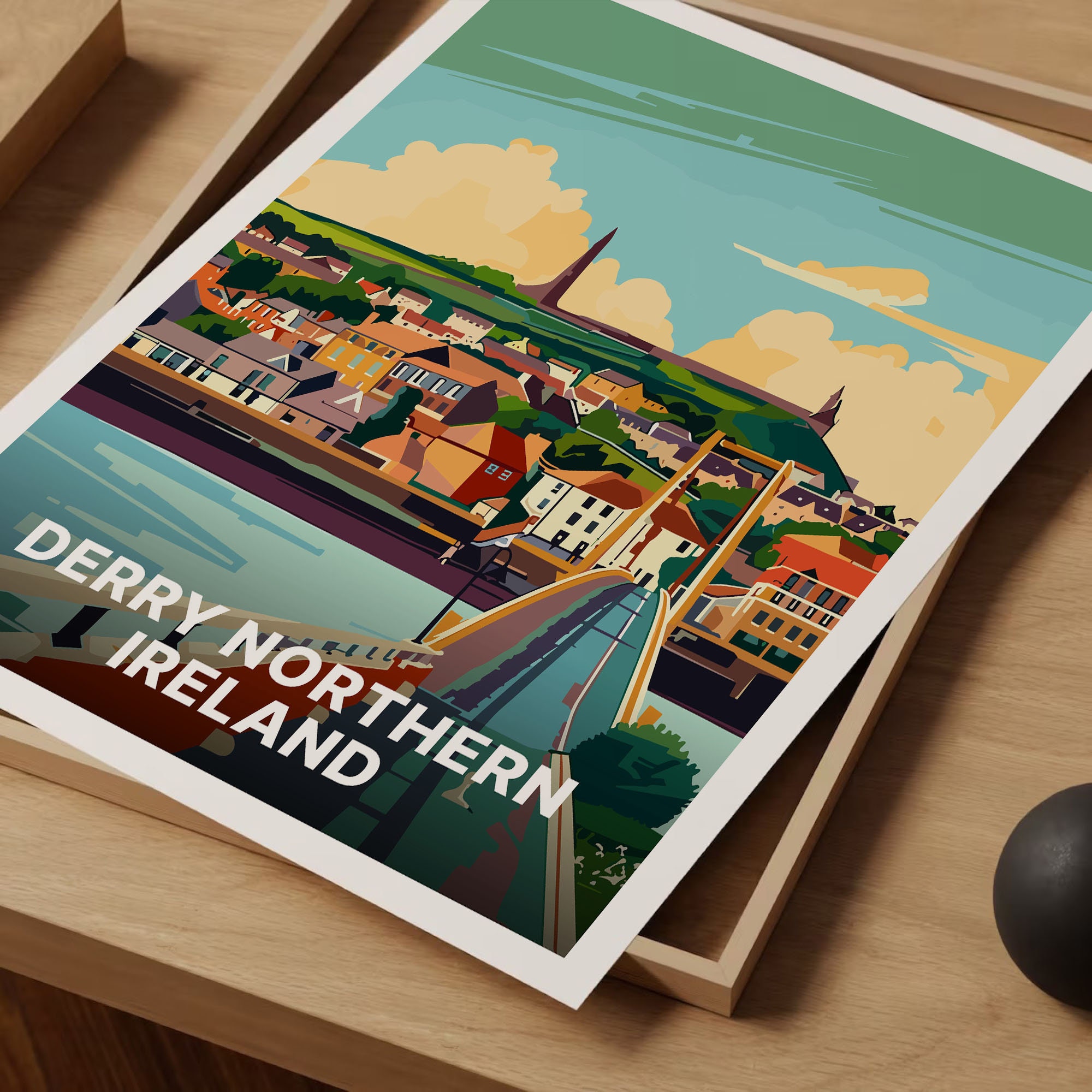 Derry City Skyline Poster, Peace Bridge Travel Art, C20-645 - Etsy