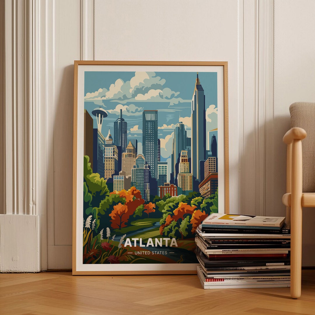 Atlanta Cityscape Art Print, Travel Poster, Modern Wall Decor, C20-563 ...