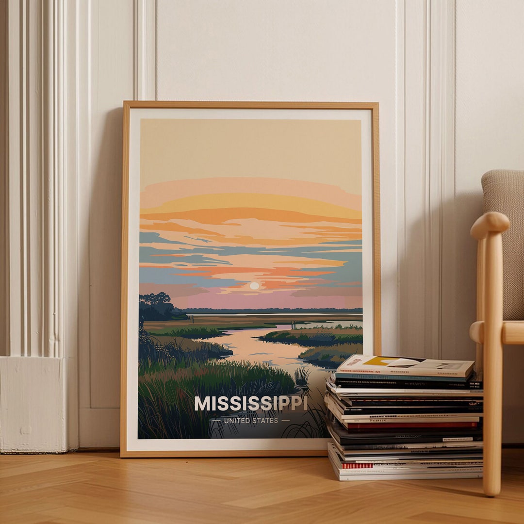Mississippi Travel Poster, Retro USA State Wall Art, C20-930 - Etsy
