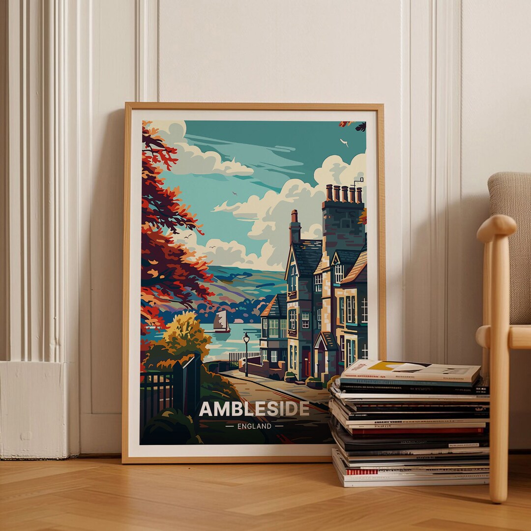 Ambleside England Travel Poster, Vintage Style Wall Art, Home & Office ...