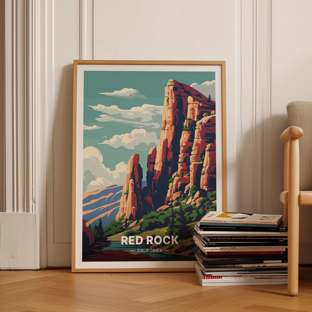 California Red Rock State Park Poster, Scenic Canyon Travel Wall Art ...