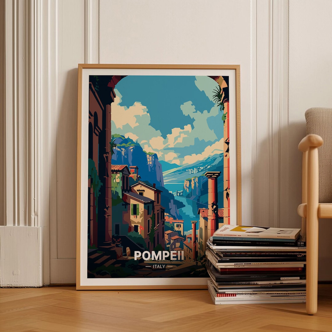 Pompeii Italy Travel Poster, Vintage Style Italian Art, C20-502 - Etsy