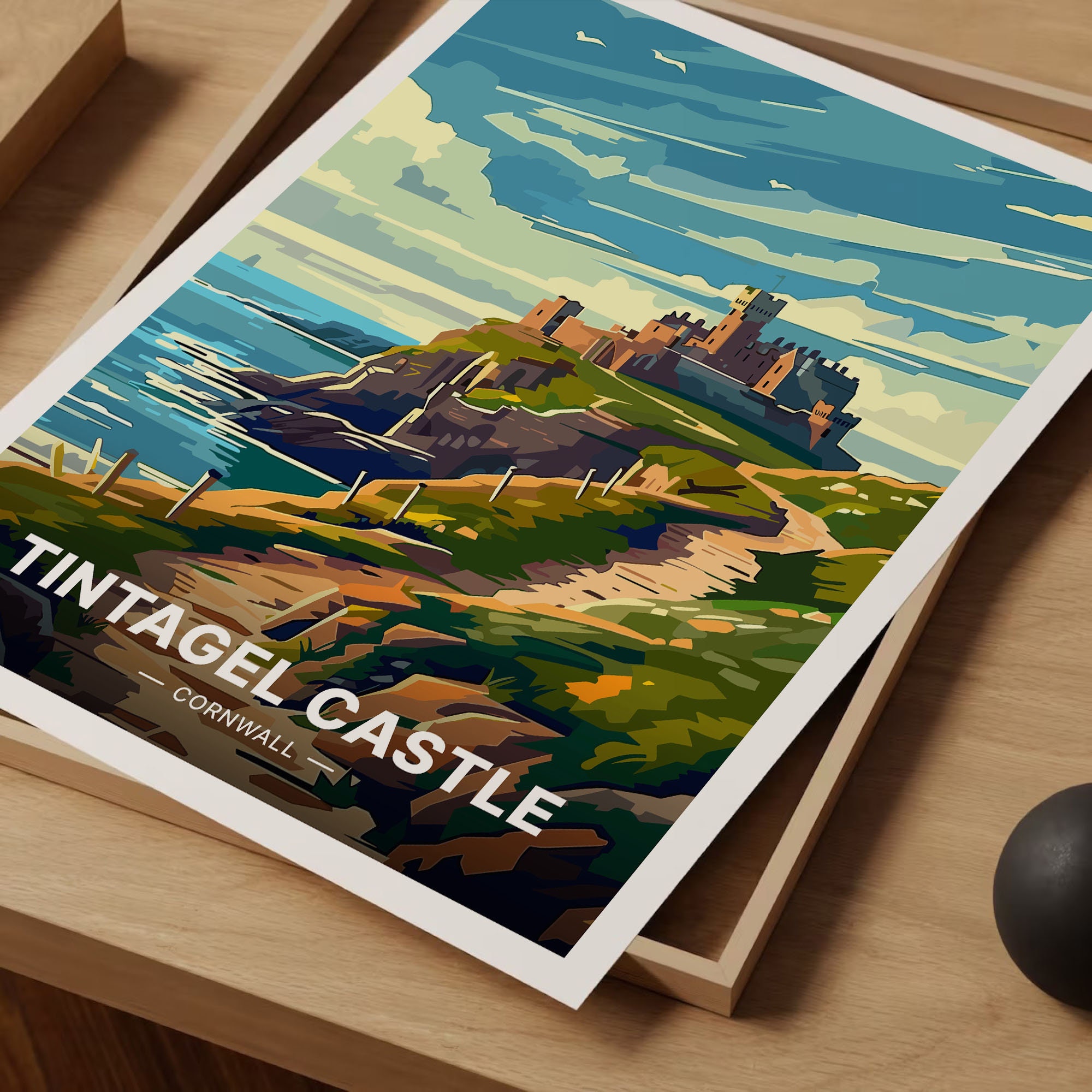 Tintagel Castle Poster, England Landscape Art, Travel-inspired Home ...