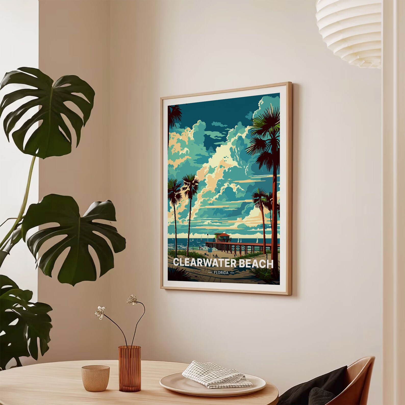 Clearwater Beach Florida Travel Poster, Coastal Art Print, C20-1220 - Etsy