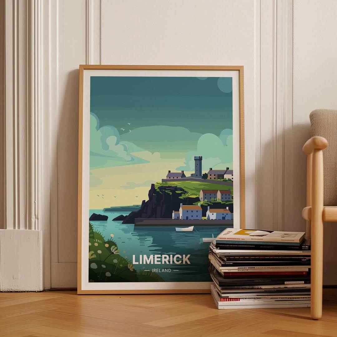 Limerick City Map Art Poster, Ireland Travel Wall Decor, Vintage Style ...